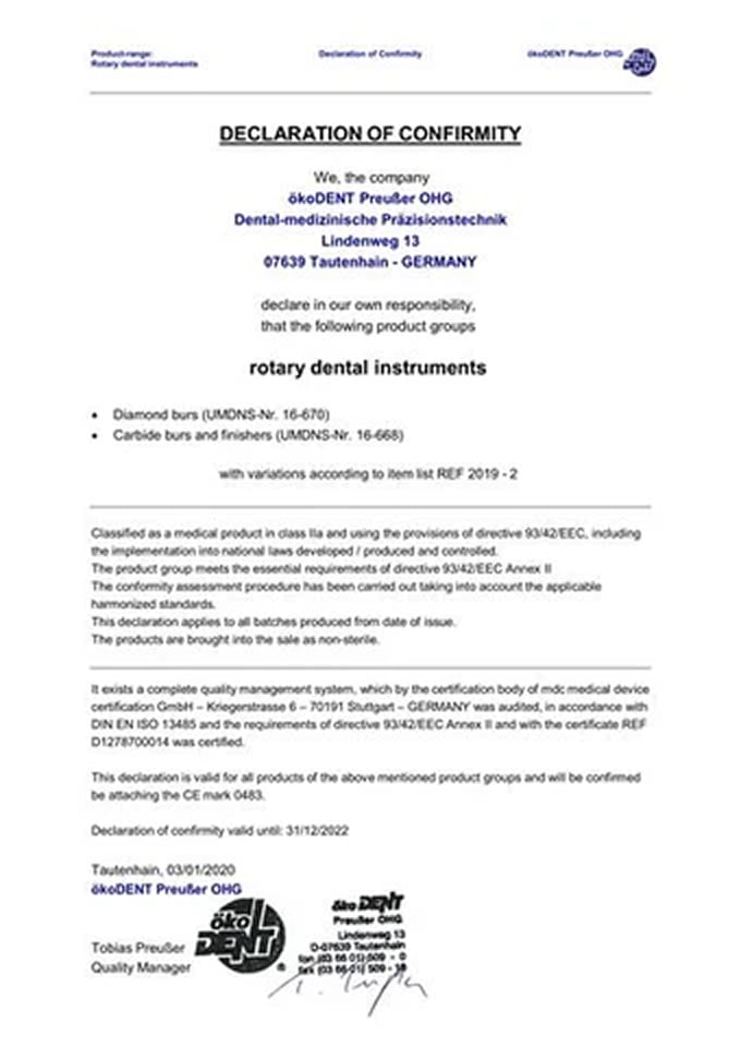 Сертифікати – Офіційний сайт німецьких борів Okodent